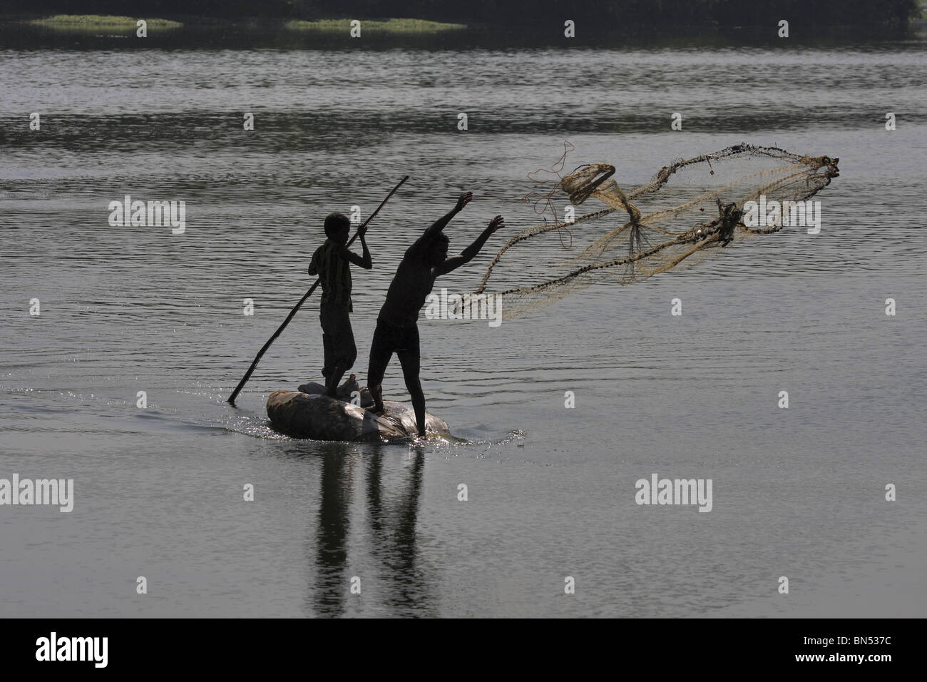 Fishing with net Stock Photo - Alamy
