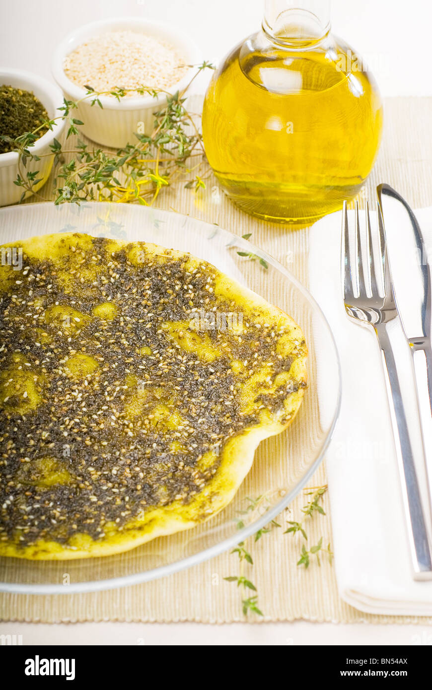 lebanese manouche or manoushe ,lebanese pizza with thyme and sesame ...
