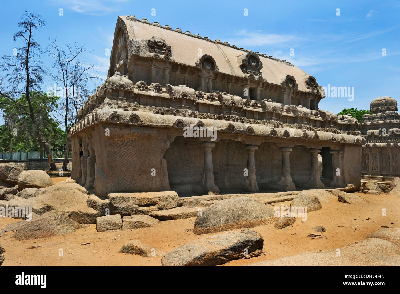 India Tamil Nadu Mamallapuram the Bhima Ratha in the Panch Rathas, a ...