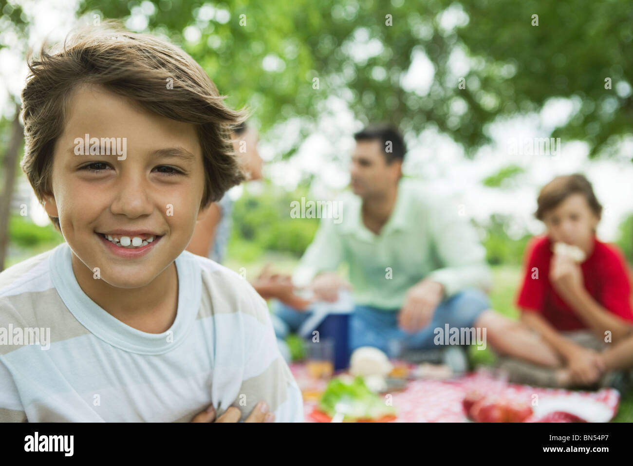 Happy family time parents and kids on picnic adults hi-res stock ...