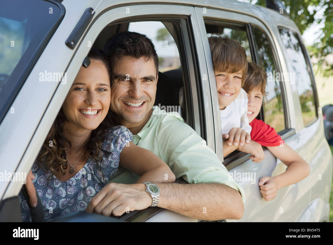Family in car, portrait Stock Photo - Alamy
