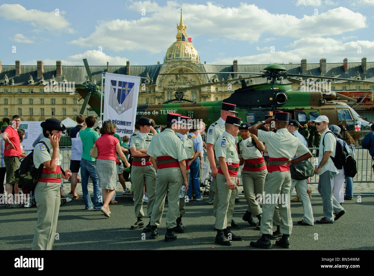 Paris, France, Large Crowd people, Men, French National Day Holiday ...