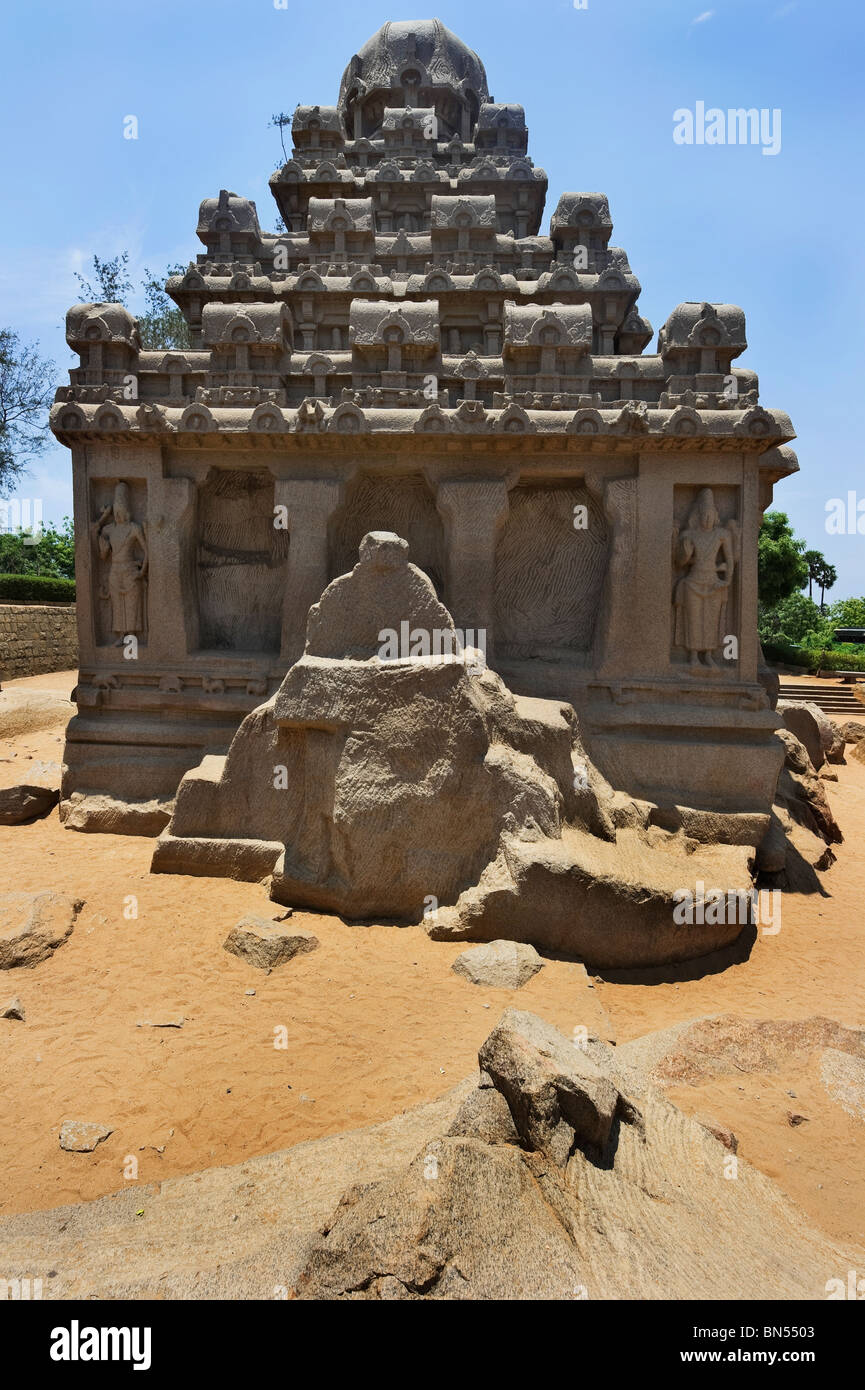 India Tamil Nadu Mamallapuram the Arjuna Ratha in the Panch Rathas, a ...