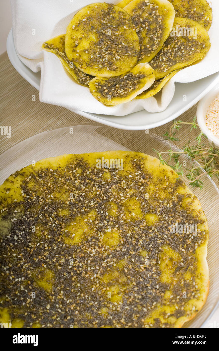 lebanese manouche or manoushe ,lebanese pizza with thyme and sesame ...