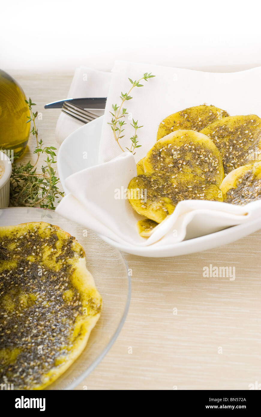 lebanese manouche or manoushe ,lebanese pizza with thyme and sesame ...