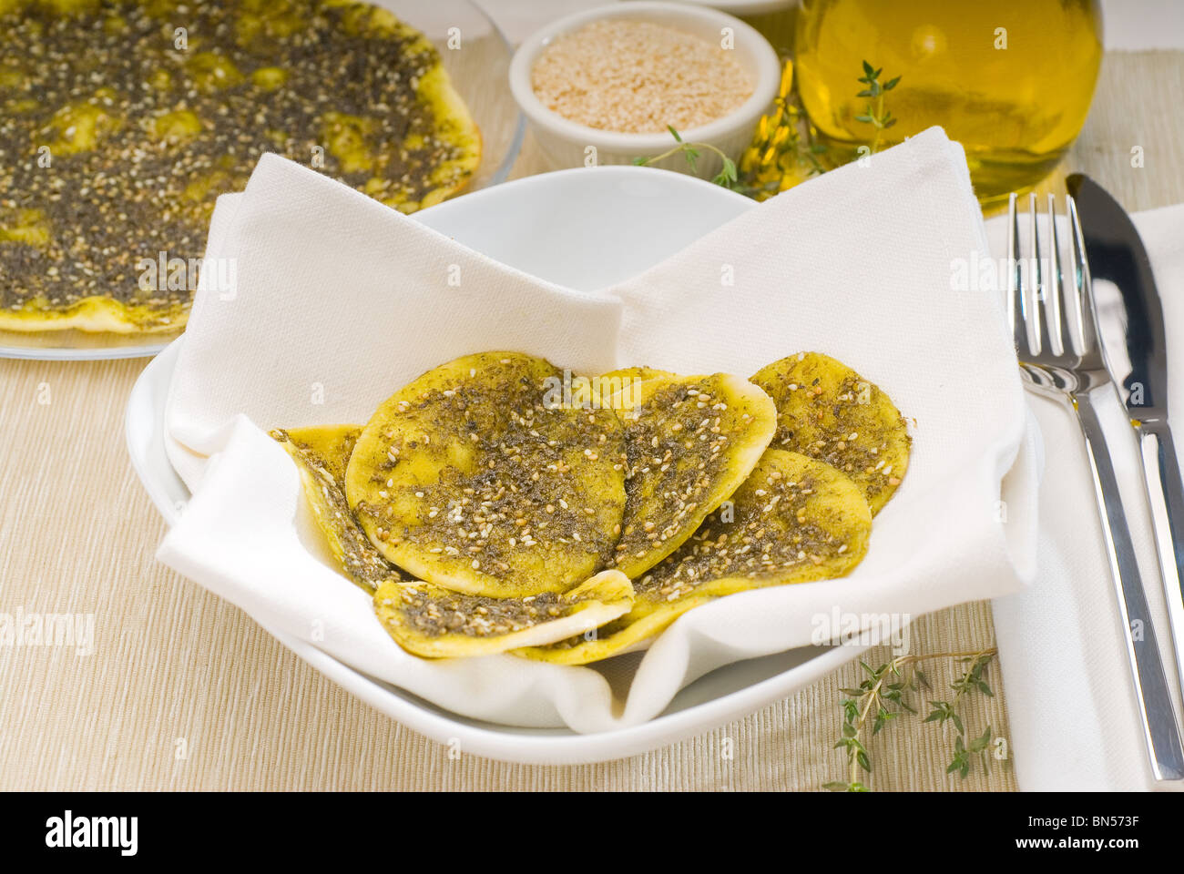 lebanese manouche or manoushe ,lebanese pizza with thyme and sesame ...