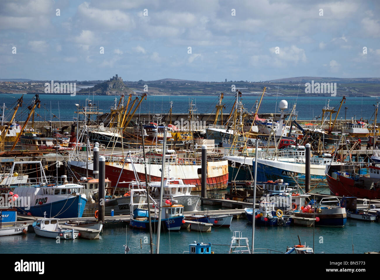 Newlyn Cornwall UK Harbour Harbor Quay Fishing Boats Stock Photo - Alamy