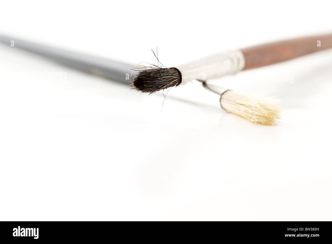 two brushes for artists on white background Stock Photo - Alamy
