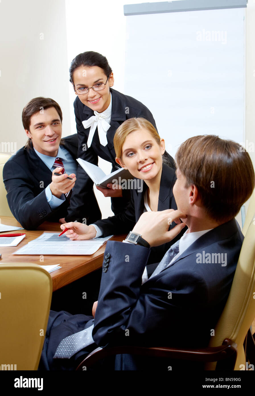 Photo of business group having hot discussion during seminar Stock ...