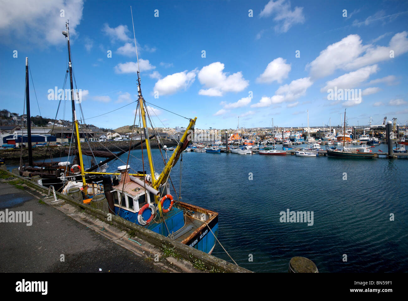 Newlyn Cornwall UK Harbour Harbor Quay Fishing Boats Stock Photo - Alamy