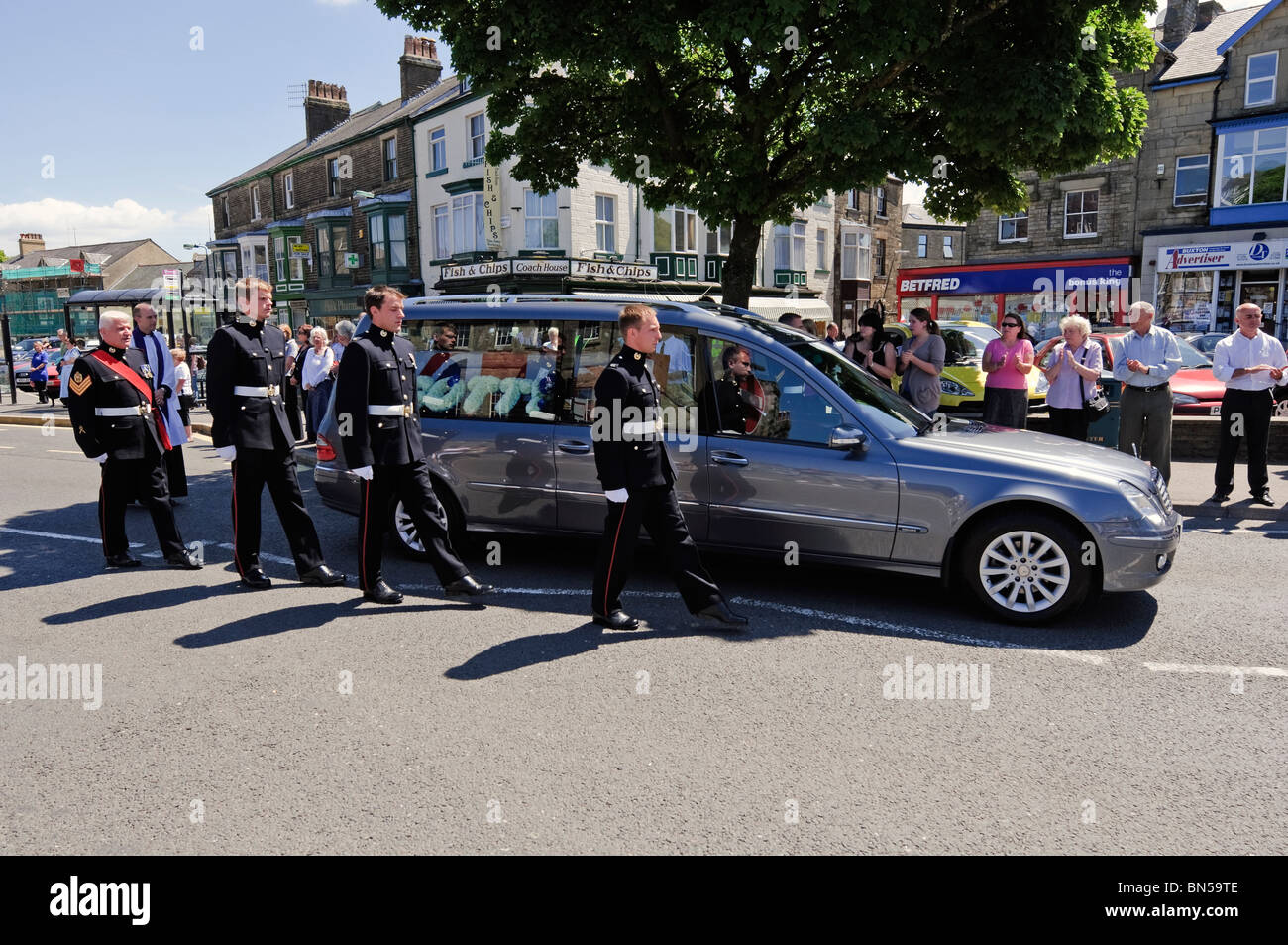 BUXTON UK - JUNE 21: Funeral cortege of Royal Marine Scott Gregory ...