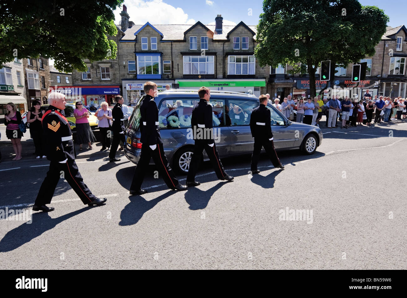 BUXTON UK - JUNE 21: Funeral cortege of Royal Marine Scott Gregory ...