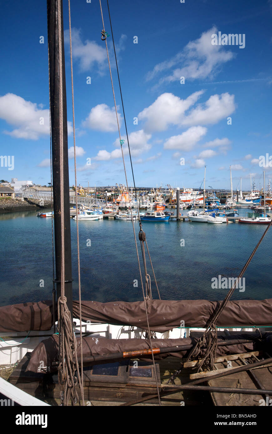 Newlyn Cornwall UK Harbour Harbor Quay Fishing Boats Stock Photo - Alamy