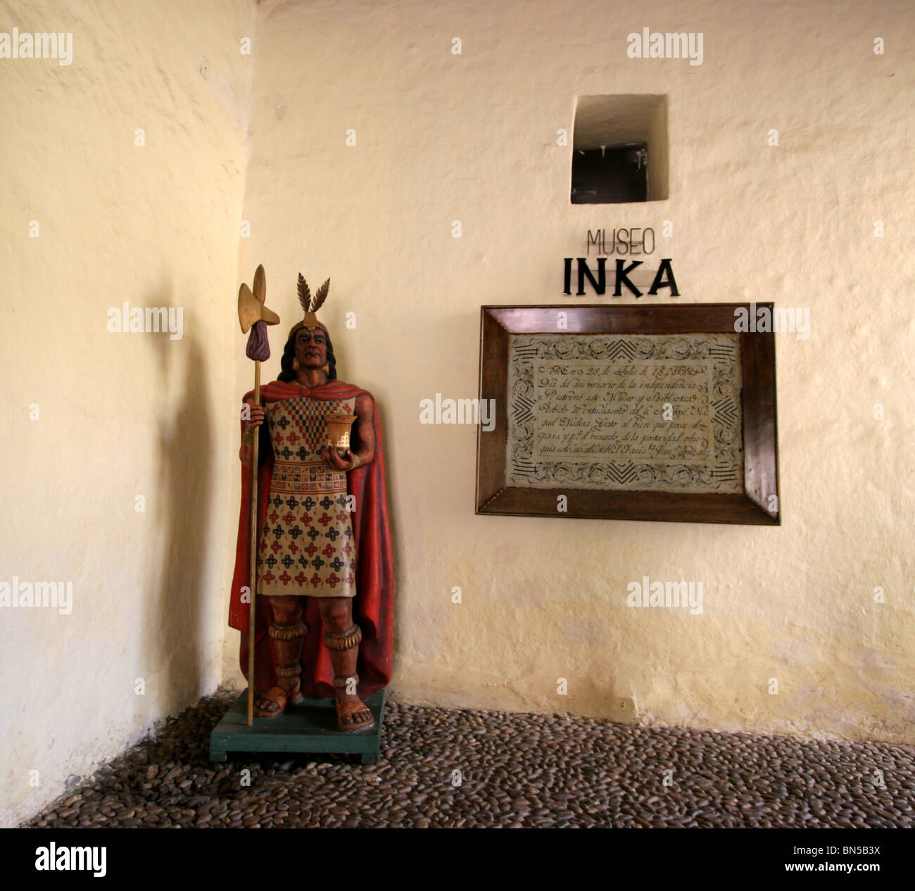 Statue at the Entrance to the Inca Museum, Cusco, Peru, South America ...