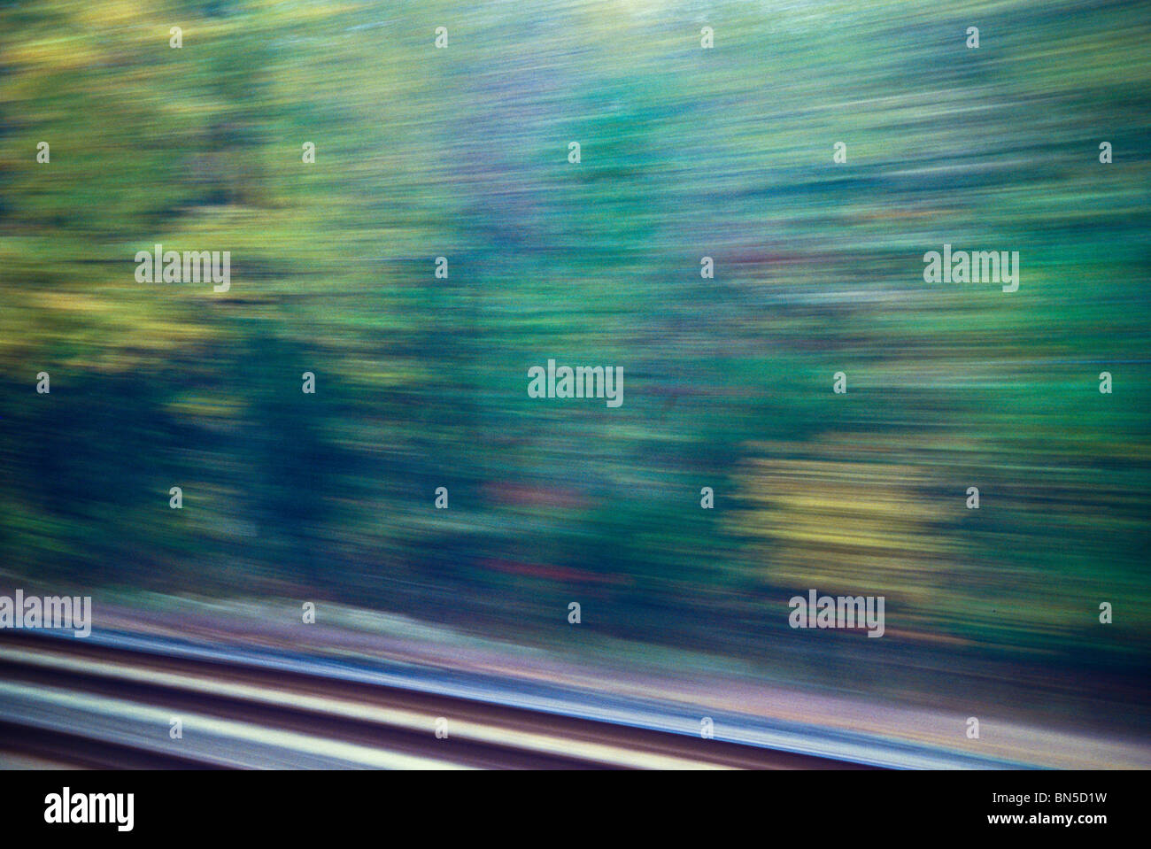 Window view of moving train scenery Stock Photo - Alamy