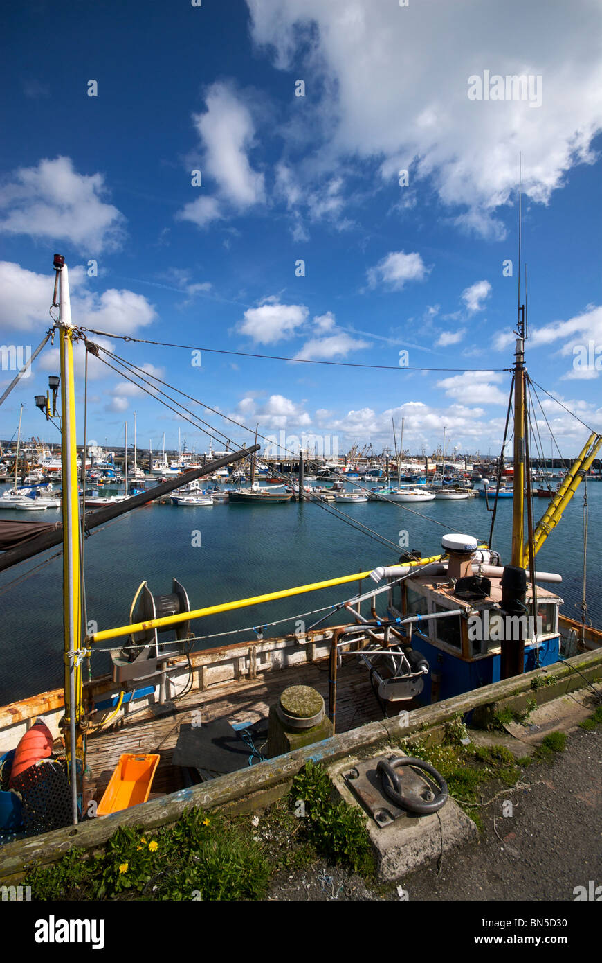 Newlyn Cornwall UK Harbour Harbor Quay Fishing Boats Stock Photo - Alamy