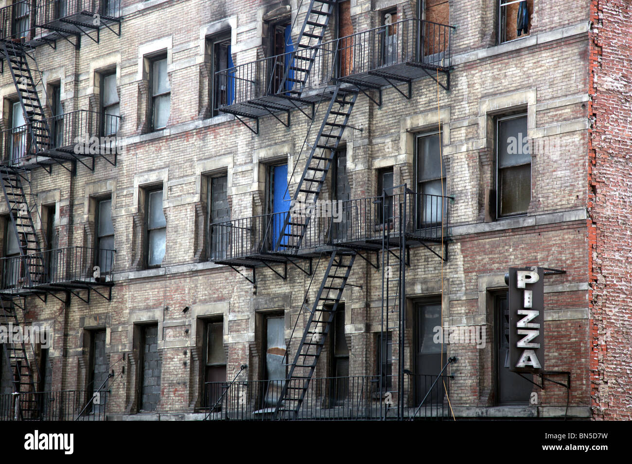 Facade of a building with stairs, New York Stock Photo - Alamy