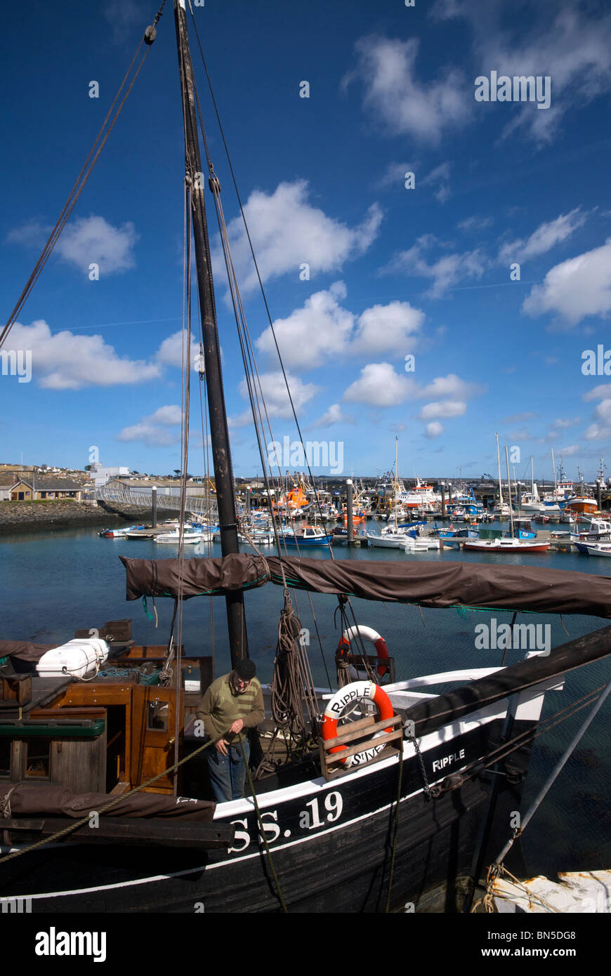 Newlyn Cornwall UK Harbour Harbor Quay Fishing Boats Stock Photo - Alamy