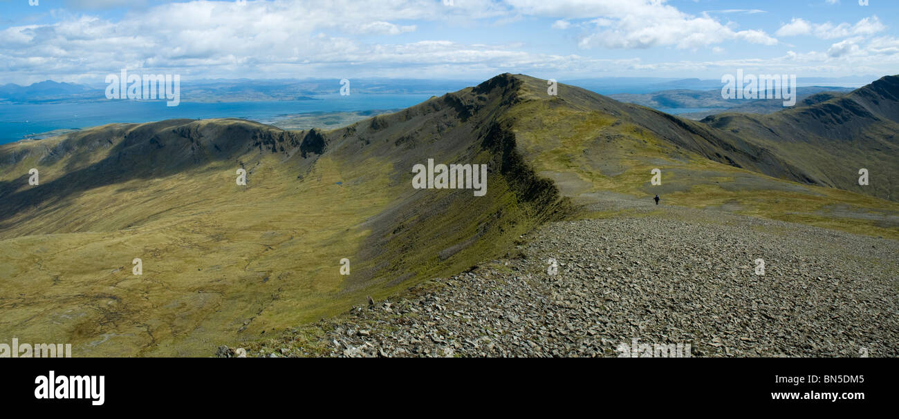 Dun da Ghaoithe from Beinn Thunicaraidh, above Glen Forsa, Isle of Mull ...
