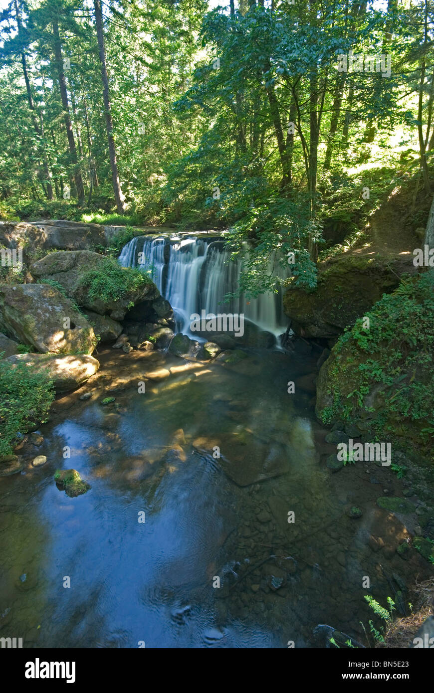 The waterfall at Whatcom Falls Park in Bellingham, Washington State ...