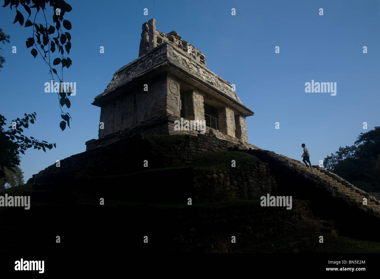 The Temple of the Sun in the ancient Mayan city of Palenque, Chiapas ...