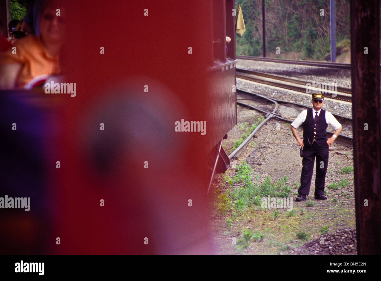 Conductor at track intersections Stock Photo - Alamy