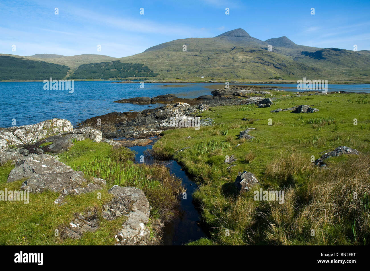 Ben More over Loch Scridain, Isle of Mull, Scotland, UK. Highest peak ...