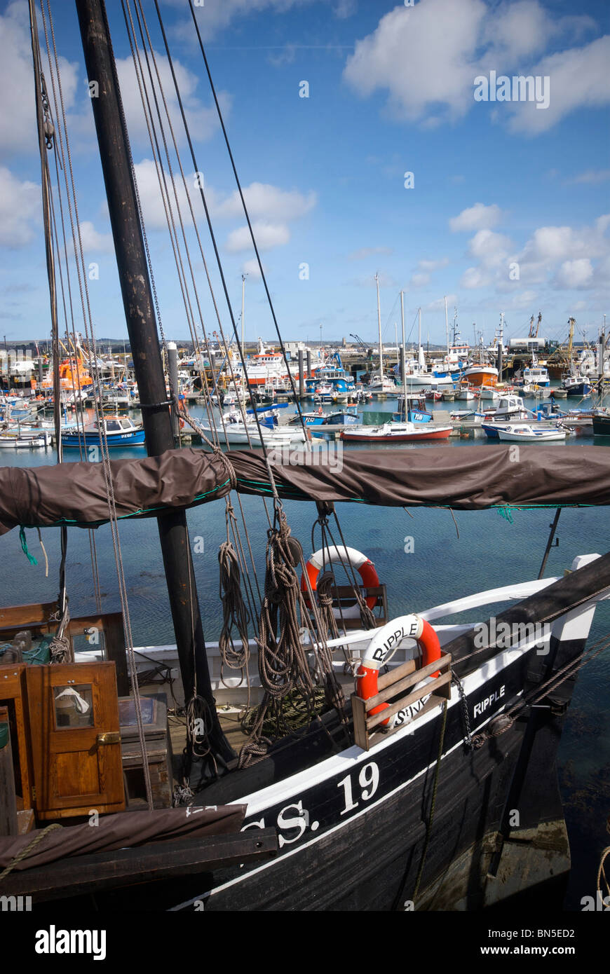 Newlyn Cornwall UK Harbour Harbor Quay Fishing Boats Stock Photo - Alamy