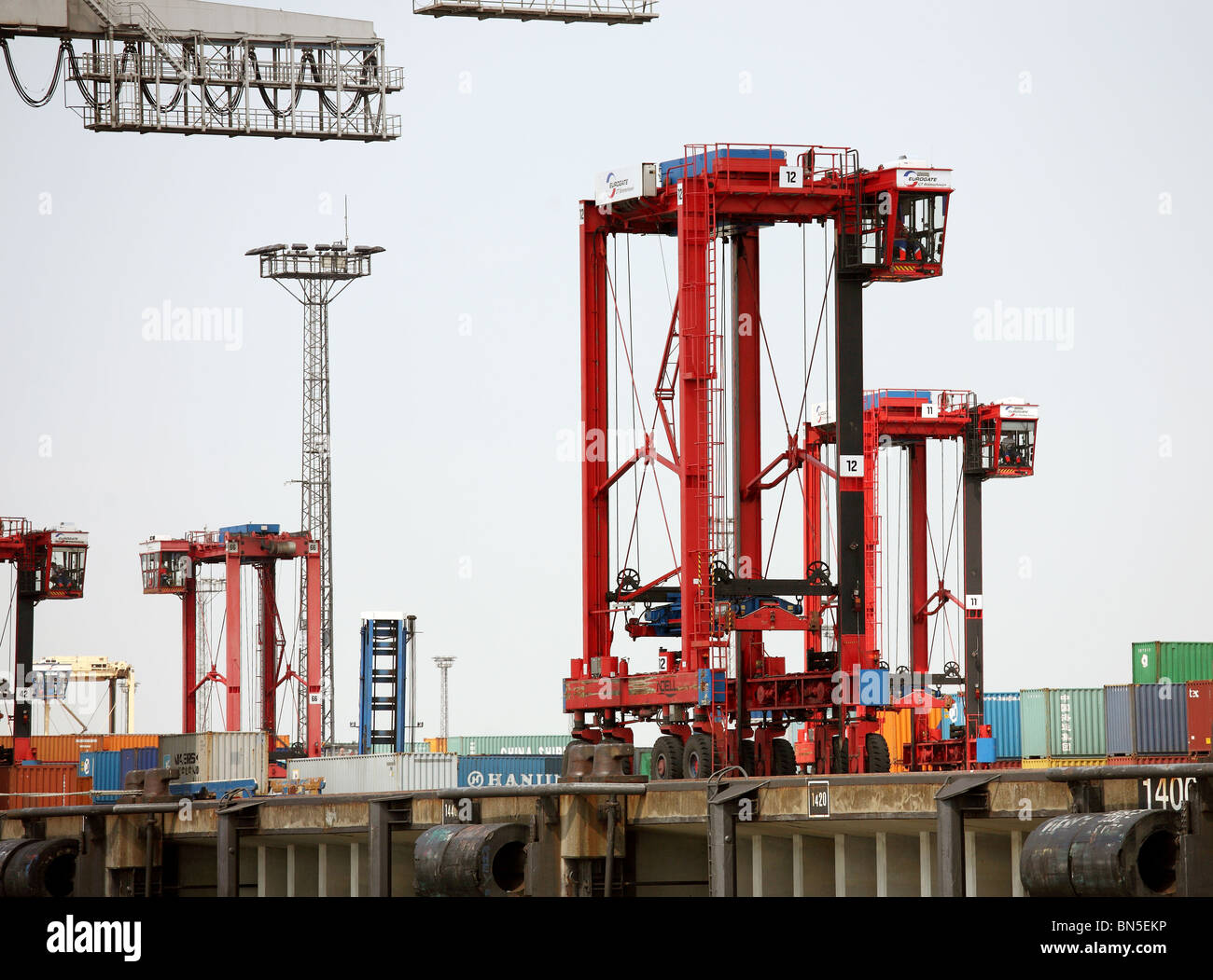 Straddle carrier at Container-Terminal, Bremerhaven, Germany Stock ...