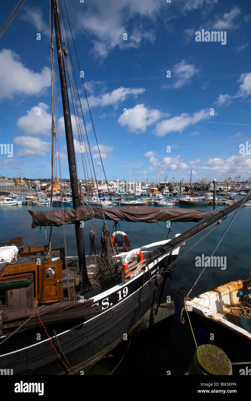 Newlyn Cornwall UK Harbour Harbor Quay Fishing Boats Stock Photo - Alamy
