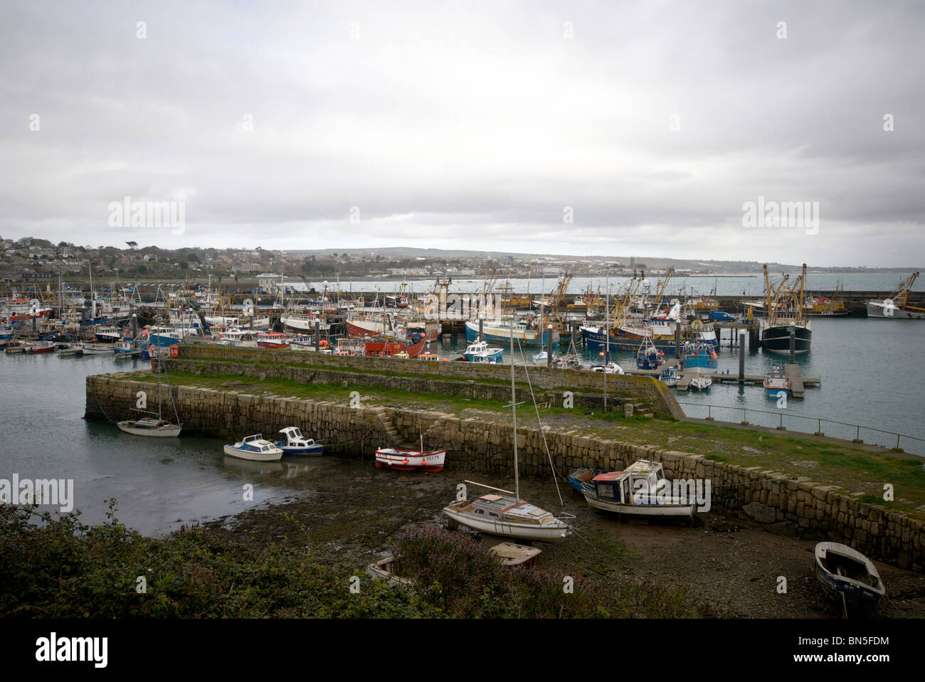Newlyn Cornwall UK Harbour Harbor Quay Fishing Boats Stock Photo - Alamy