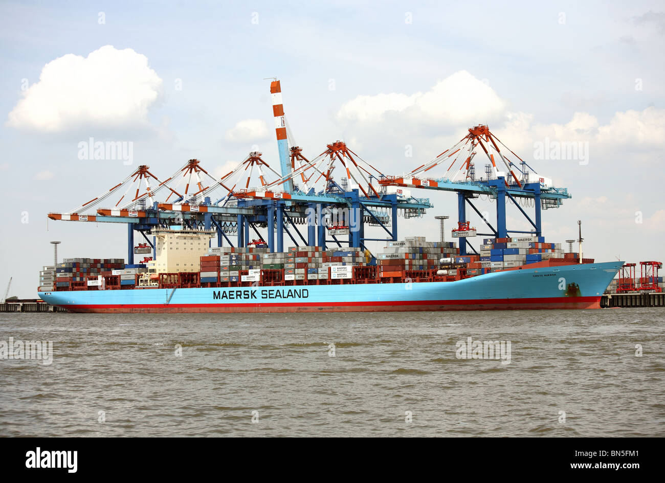 Ship at a container terminal, Bremerhaven, Germany Stock Photo - Alamy