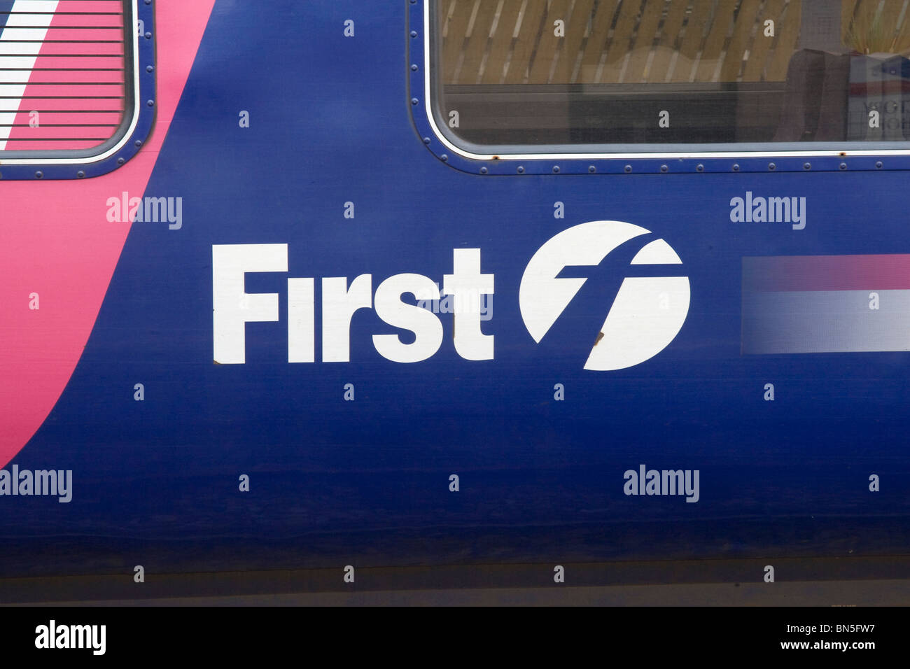 First Scotrail logo on diesel train at Oban railway station Argyll ...