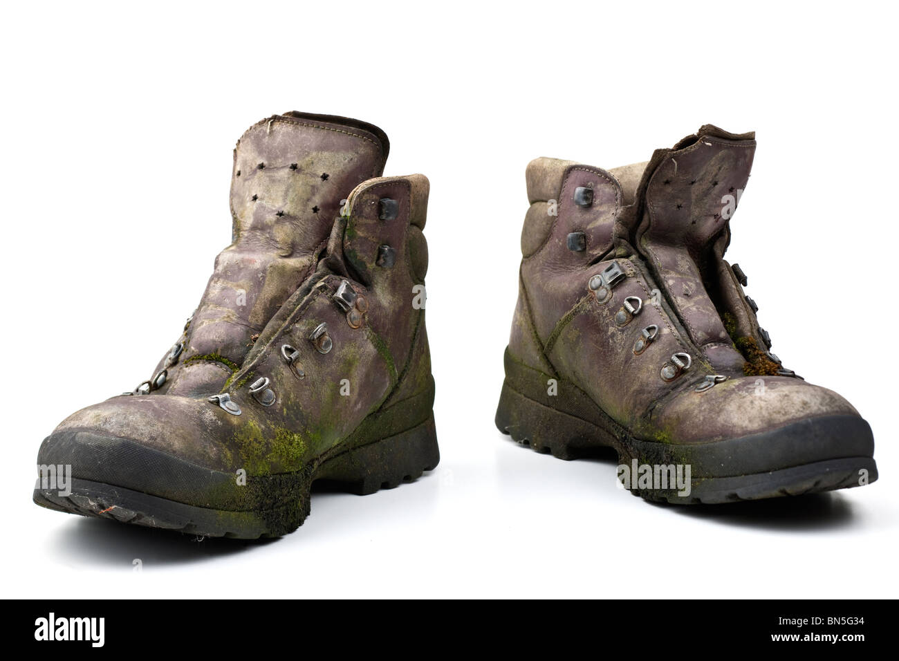Old pair of wet mouldy boots Stock Photo - Alamy