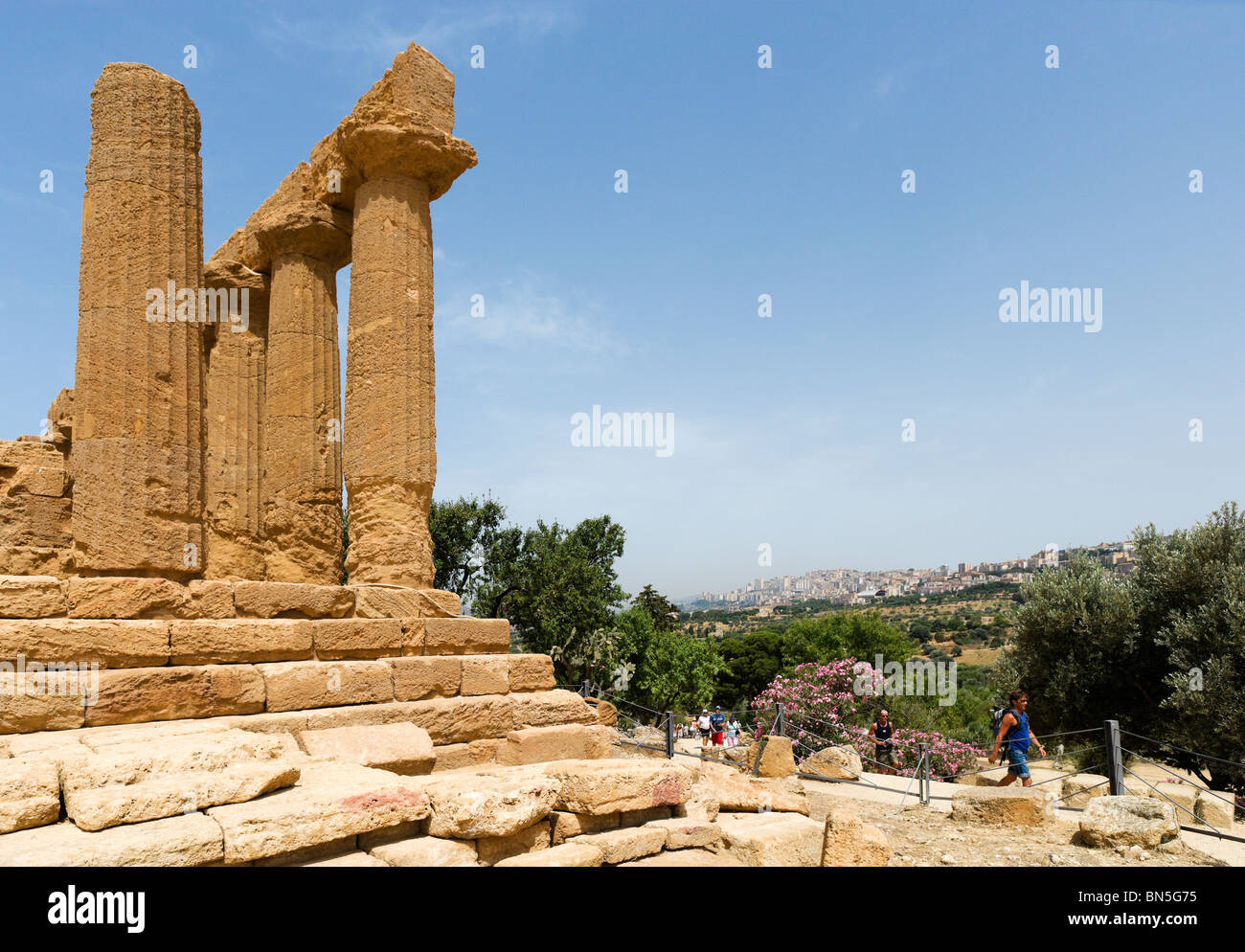 View over the city of Agrigento from the Temple of Juno, Valley of the ...
