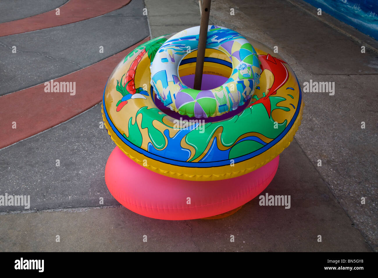 Beach flotation rings Stock Photo - Alamy