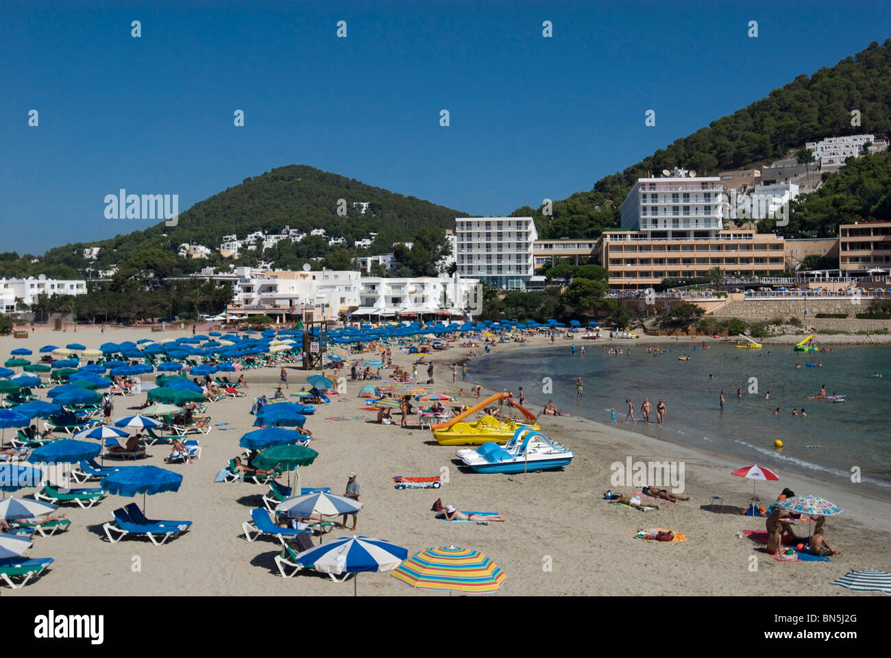 Beach at Cala Llonga, Ibiza, Balearics, Spain Stock Photo - Alamy