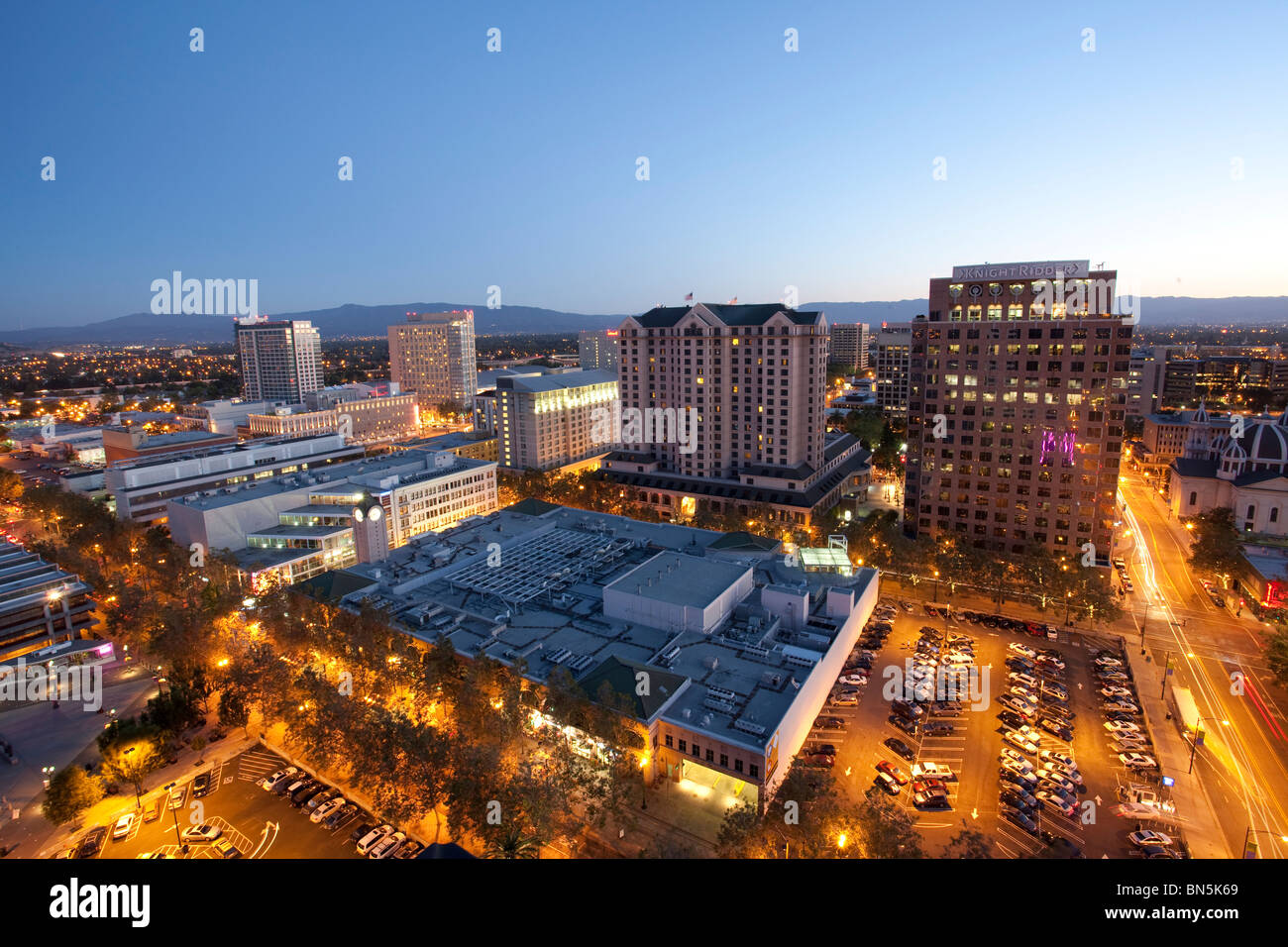 Aerial view of San Jose California at Dusk Stock Photo - Alamy
