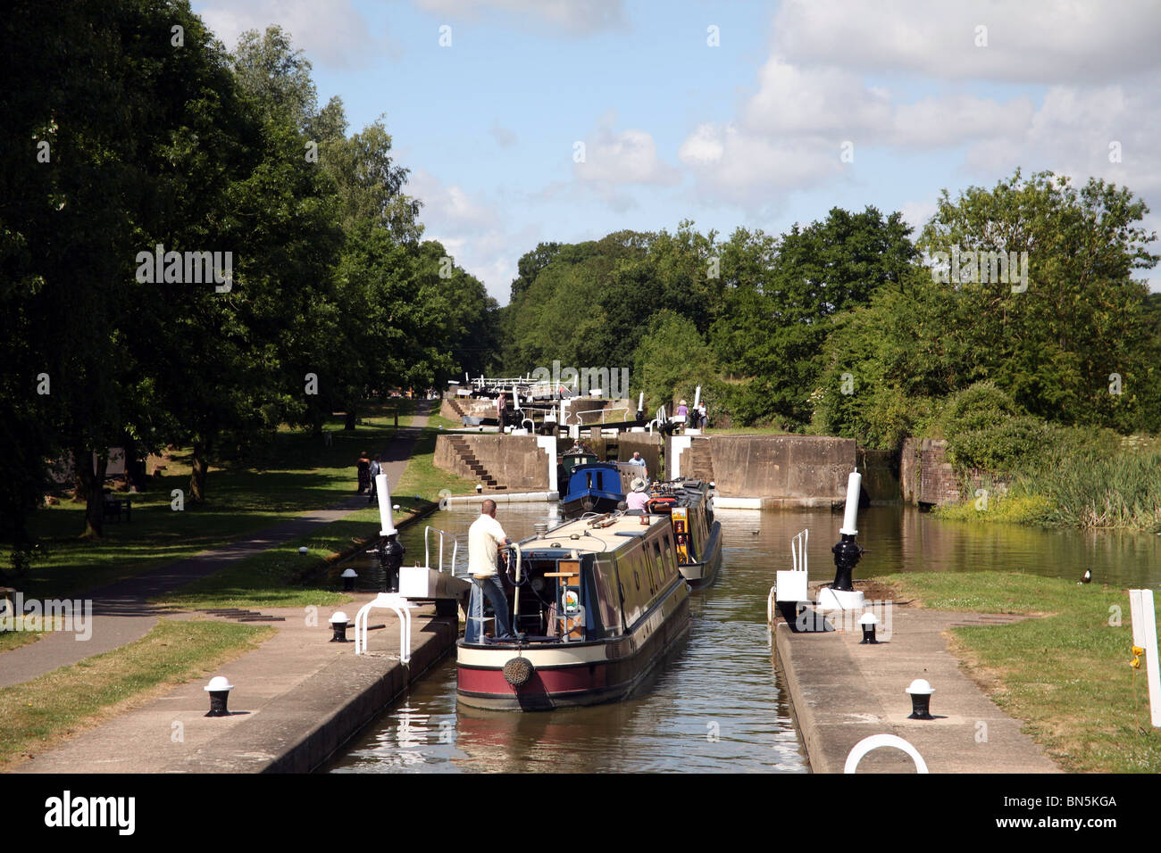 The Grand Union Canal at Hatton Warwickshire where the famous locks are ...