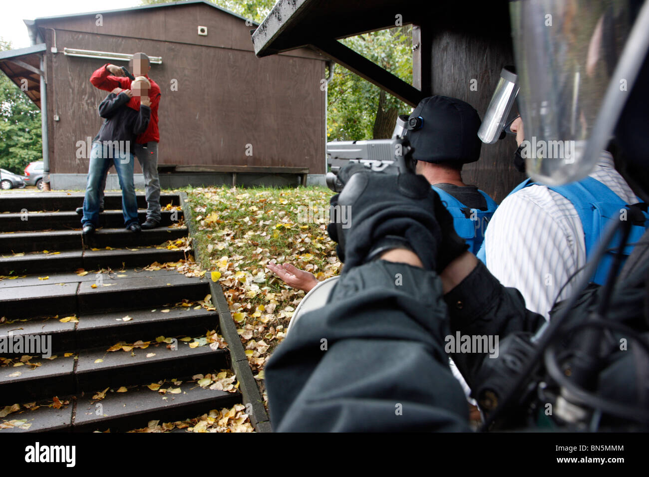 Exercise of a special police unit for negotiation with suspects on a ...