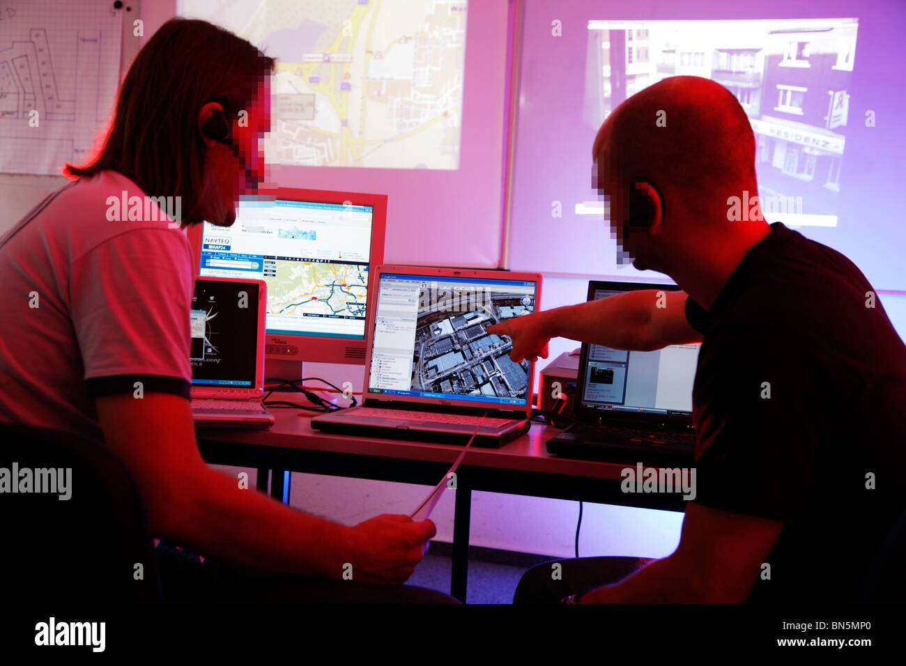 Special police unit for secret observation of criminal suspects. With ...