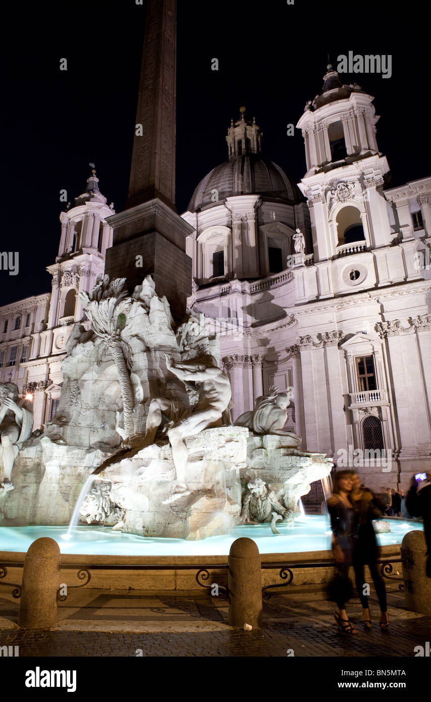 Piazza Navona at night, Rome, Italy Stock Photo - Alamy