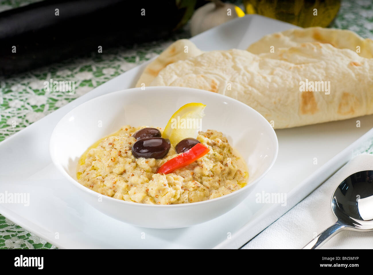 fresh homemade Badingian mutabbal Baba Ghanoush,traditional middle ...