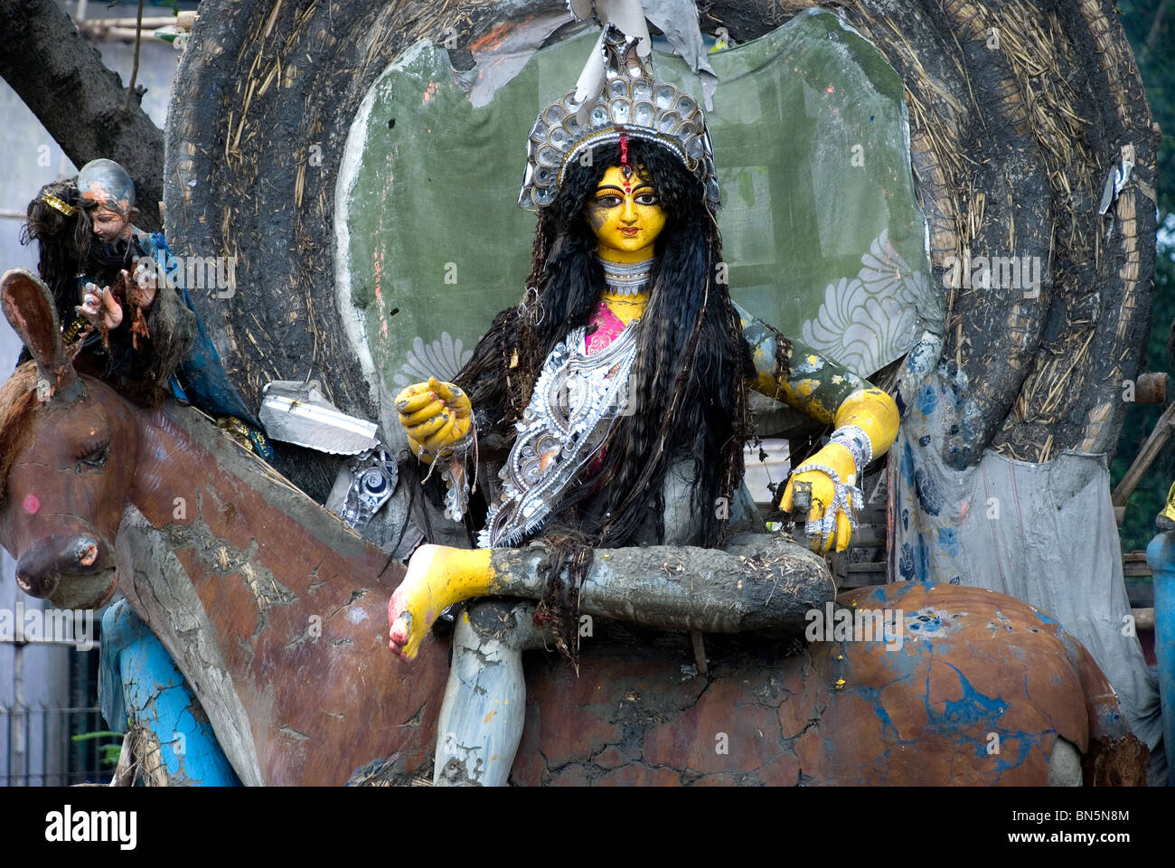 kali effigy, baba ghat calcutta west bengal india Stock Photo - Alamy