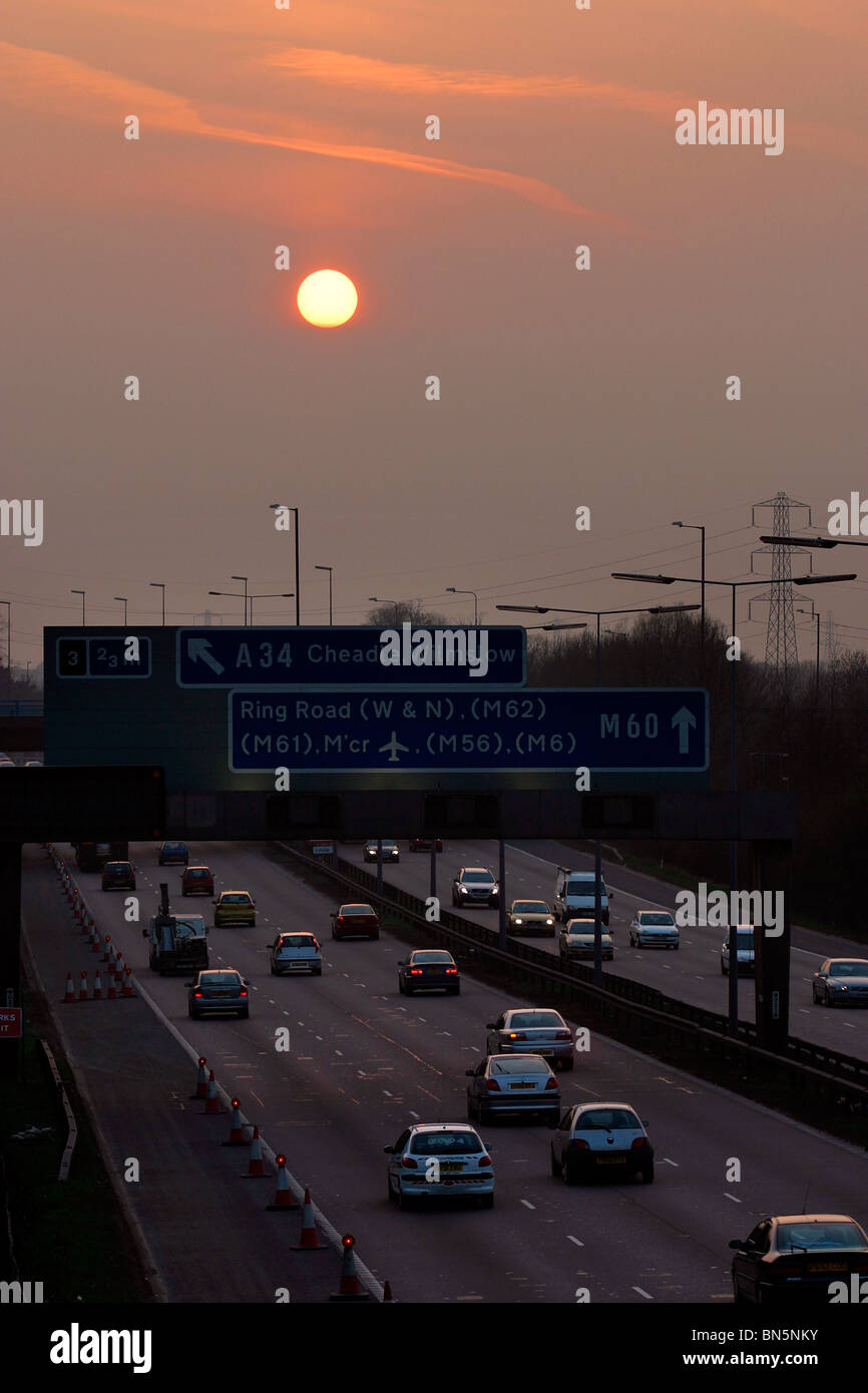 England, Cheshire, Stockport, Transport, traffic on M60 motorway ...