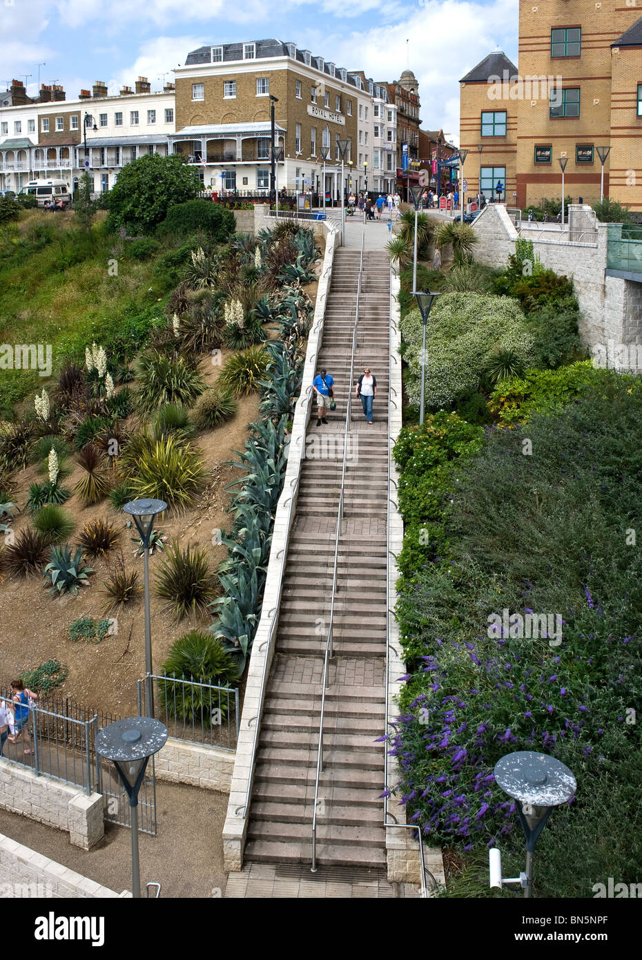 Steps leading from the seafront up to Pier Hill at Southend on Sea in ...
