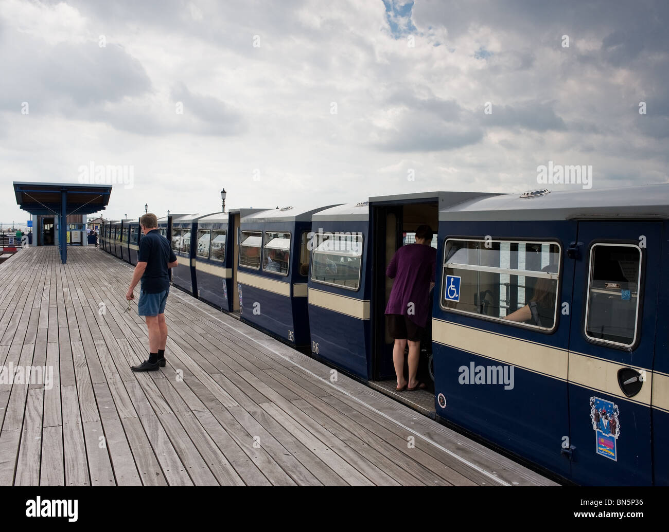 An electric train about to depart the Pier head at Southend on Sea in ...