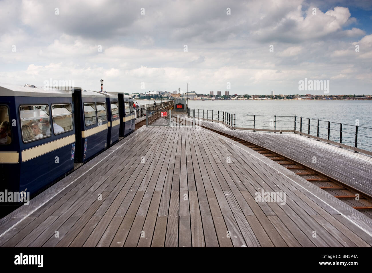 An electric train about to depart the Pier head at Southend on Sea in ...