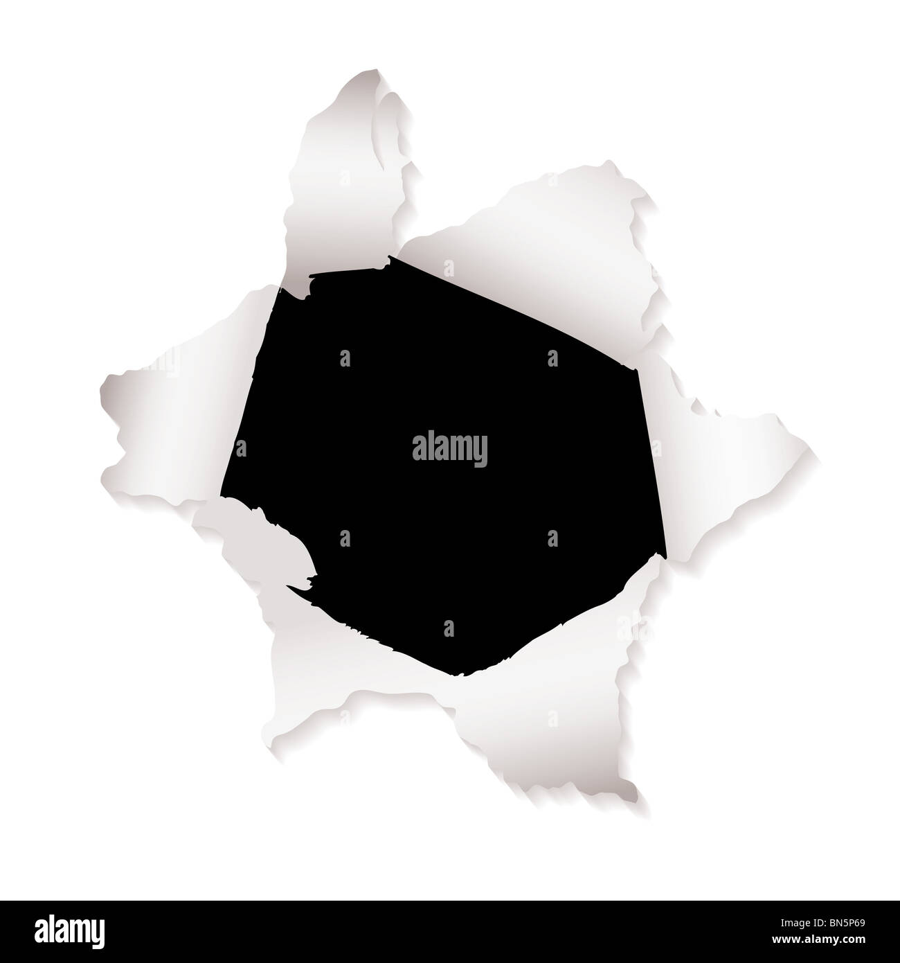 White paper with torn paper hole and ripped elements Stock Photo - Alamy