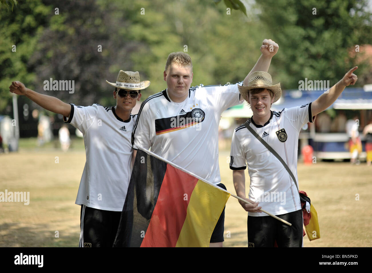 portrait germany three male football fans Stock Photo - Alamy